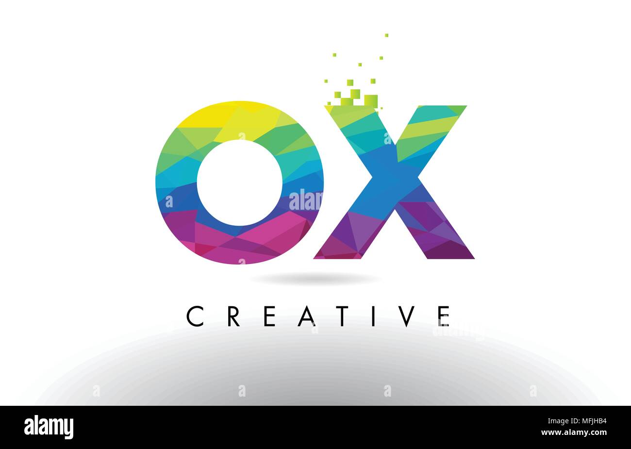 OX O X Colorful Letter Design with Creative Origami Triangles Rainbow ...