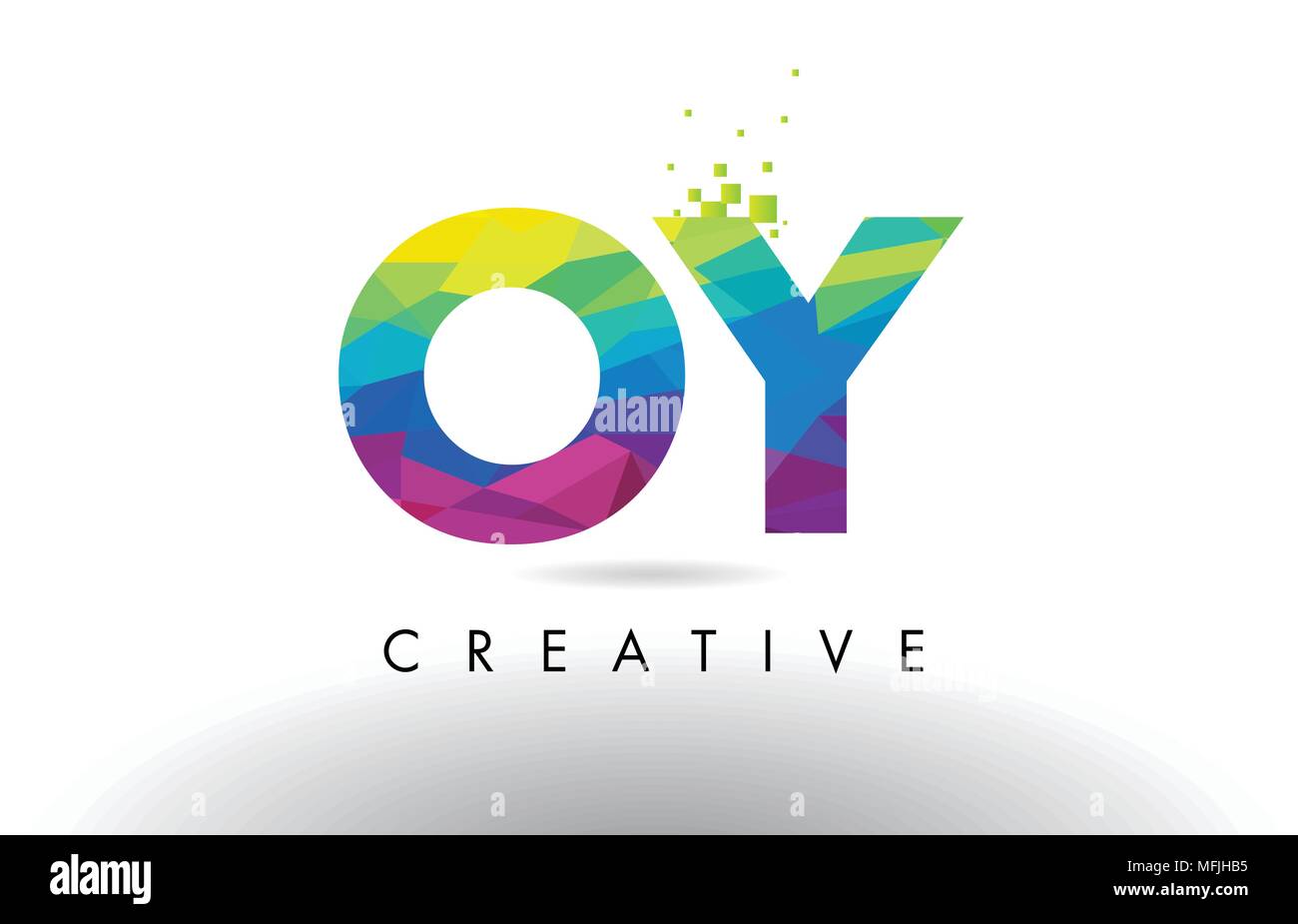 OY O Y Colorful Letter Design with Creative Origami Triangles Rainbow ...