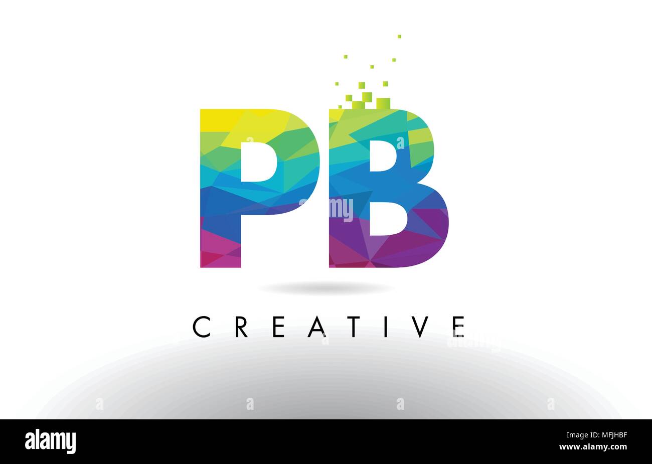 PB P B Colorful Letter Design with Creative Origami Triangles Rainbow ...