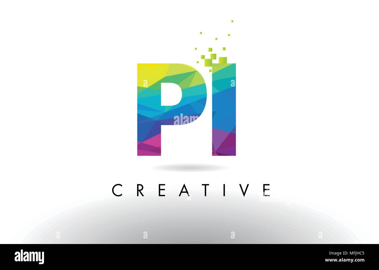 PI P I Colorful Letter Design with Creative Origami Triangles Rainbow ...
