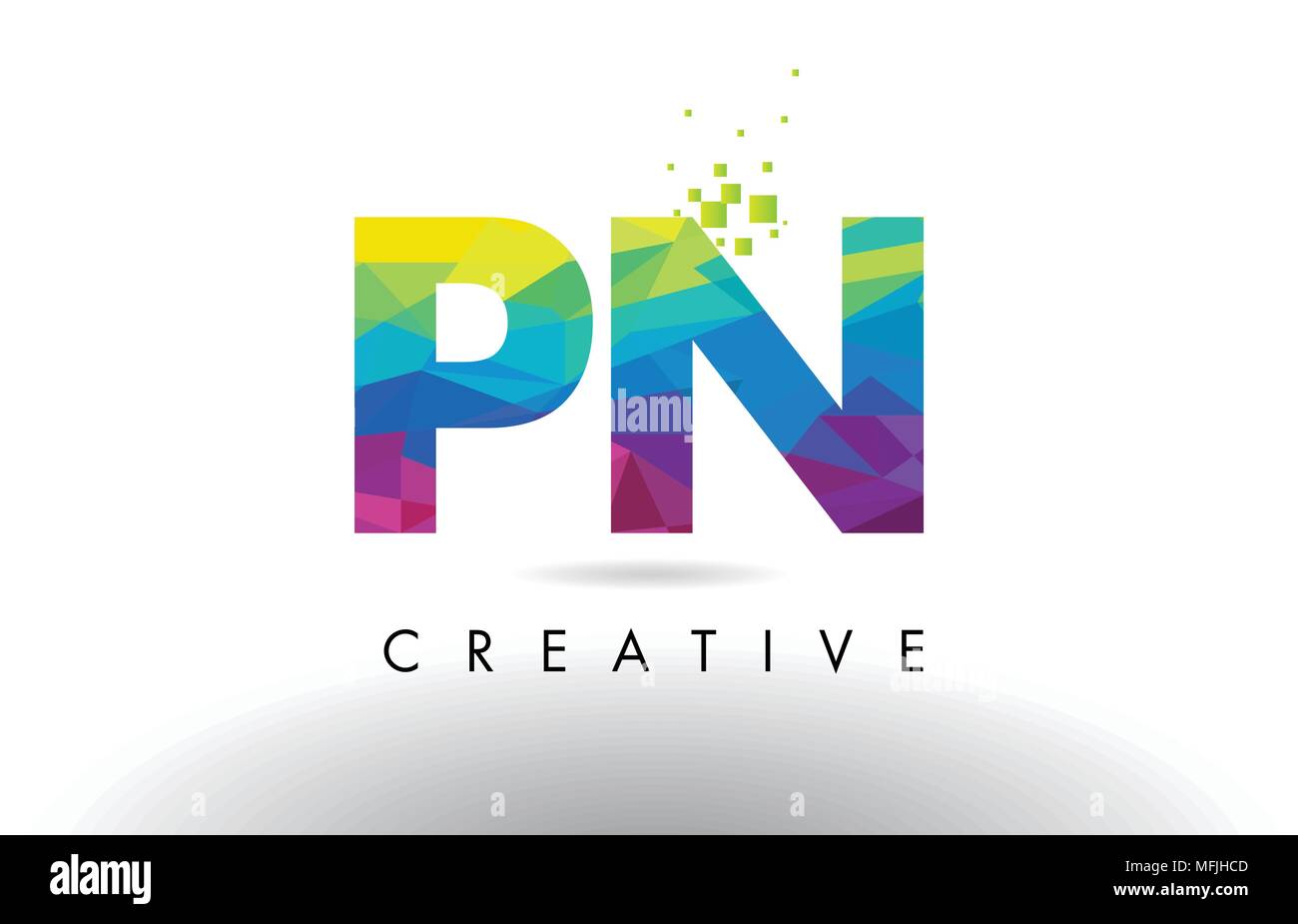 PN P N Colorful Letter Design with Creative Origami Triangles Rainbow ...