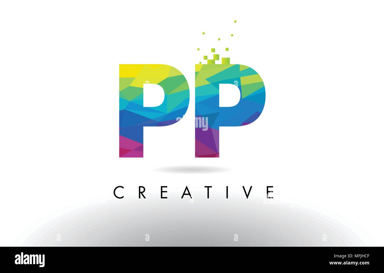 PP P Colorful Letter Design with Creative Origami Triangles Rainbow ...