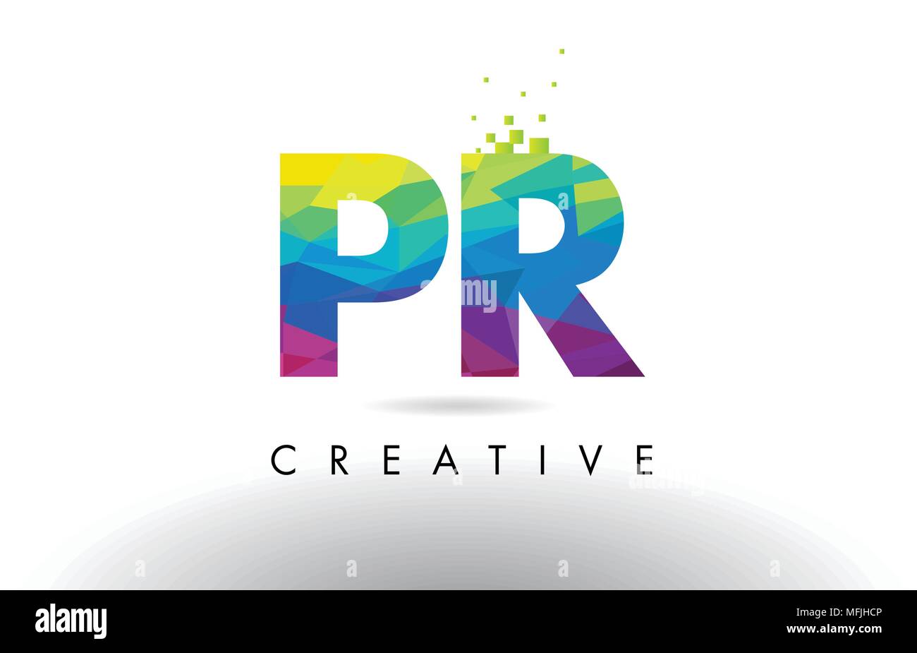 PR P R Colorful Letter Design with Creative Origami Triangles Rainbow ...