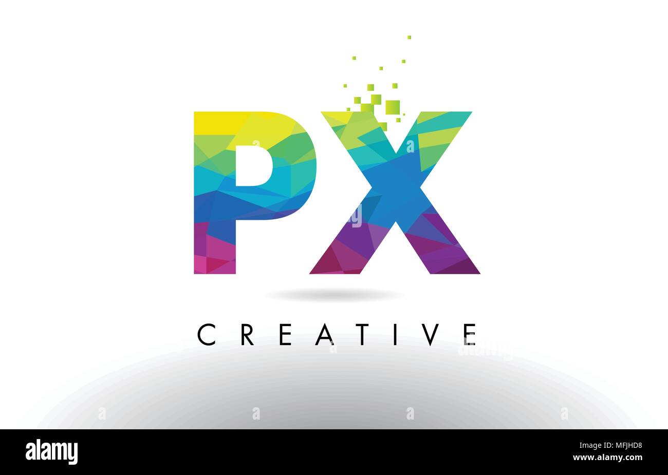 PX P X Colorful Letter Design with Creative Origami Triangles Rainbow ...
