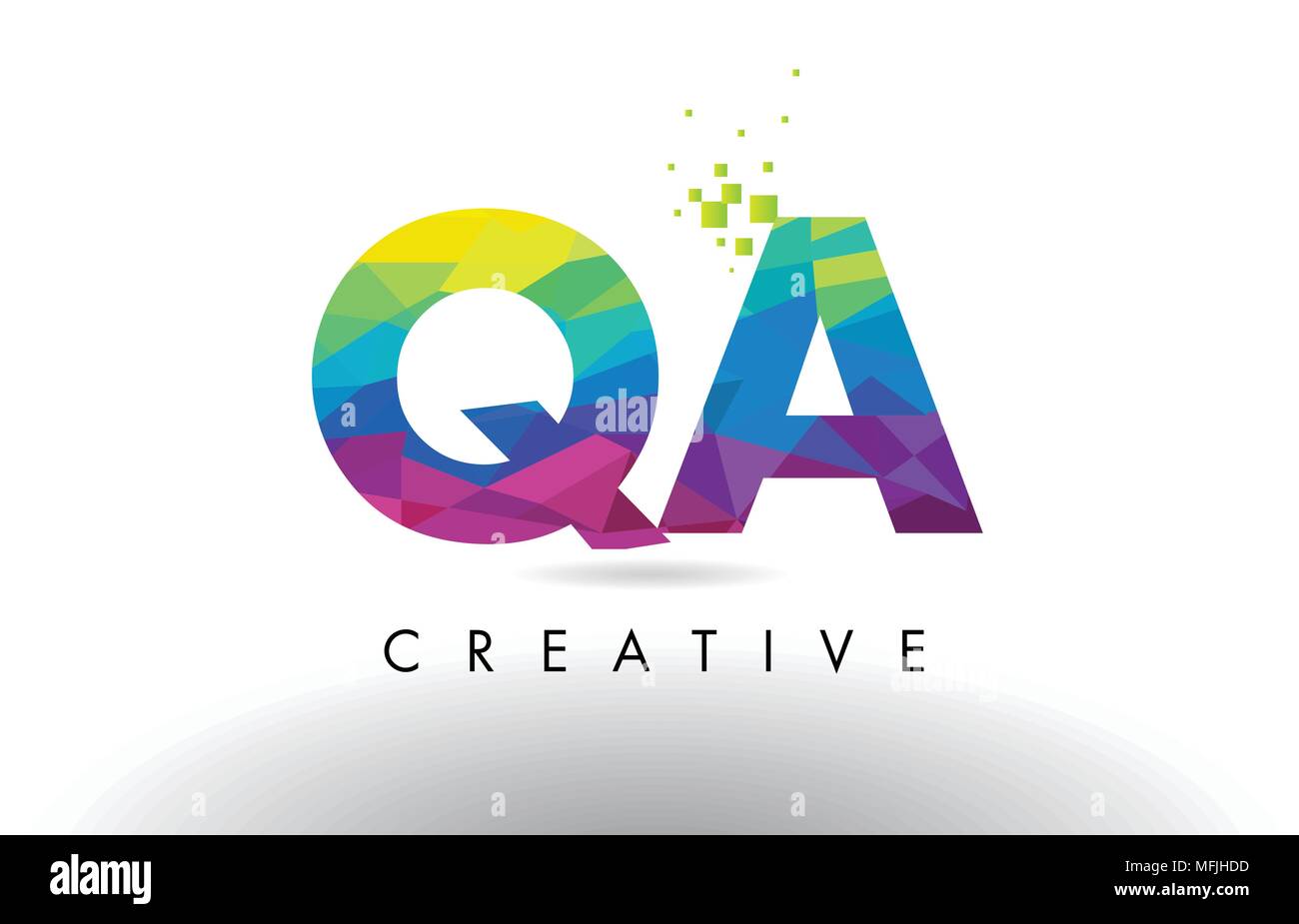 QA Q A Colorful Letter Design with Creative Origami Triangles Rainbow ...