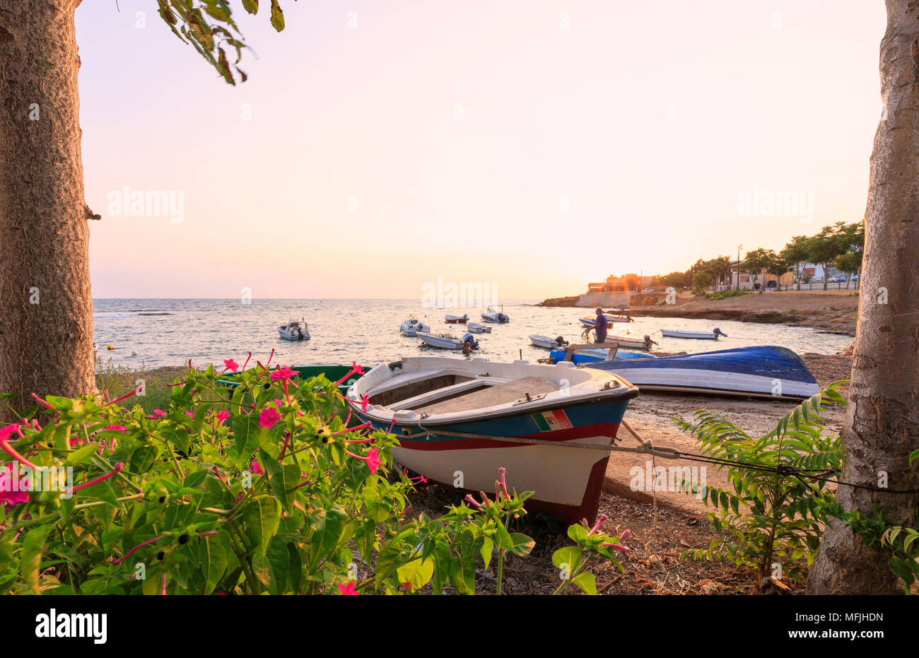 Harbor at sunset, Torretta Granitola, Campobello di Mazara, province of ...