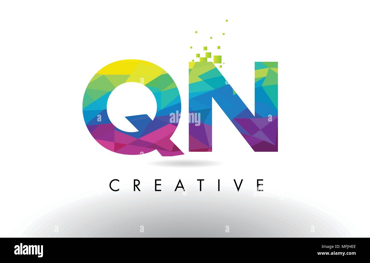 QN Q N Colorful Letter Design with Creative Origami Triangles Rainbow ...