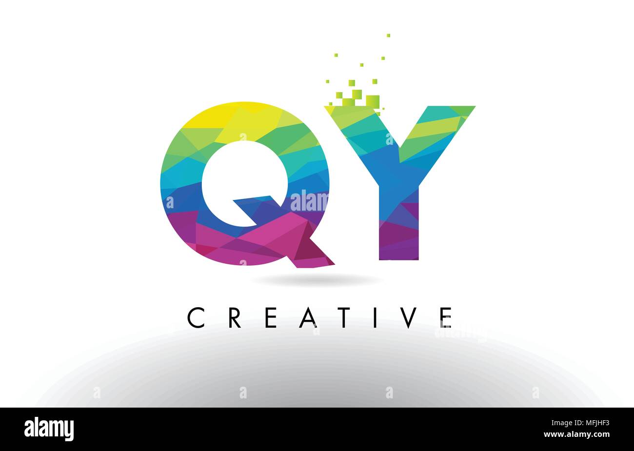 QY Q Y Colorful Letter Design with Creative Origami Triangles Rainbow ...