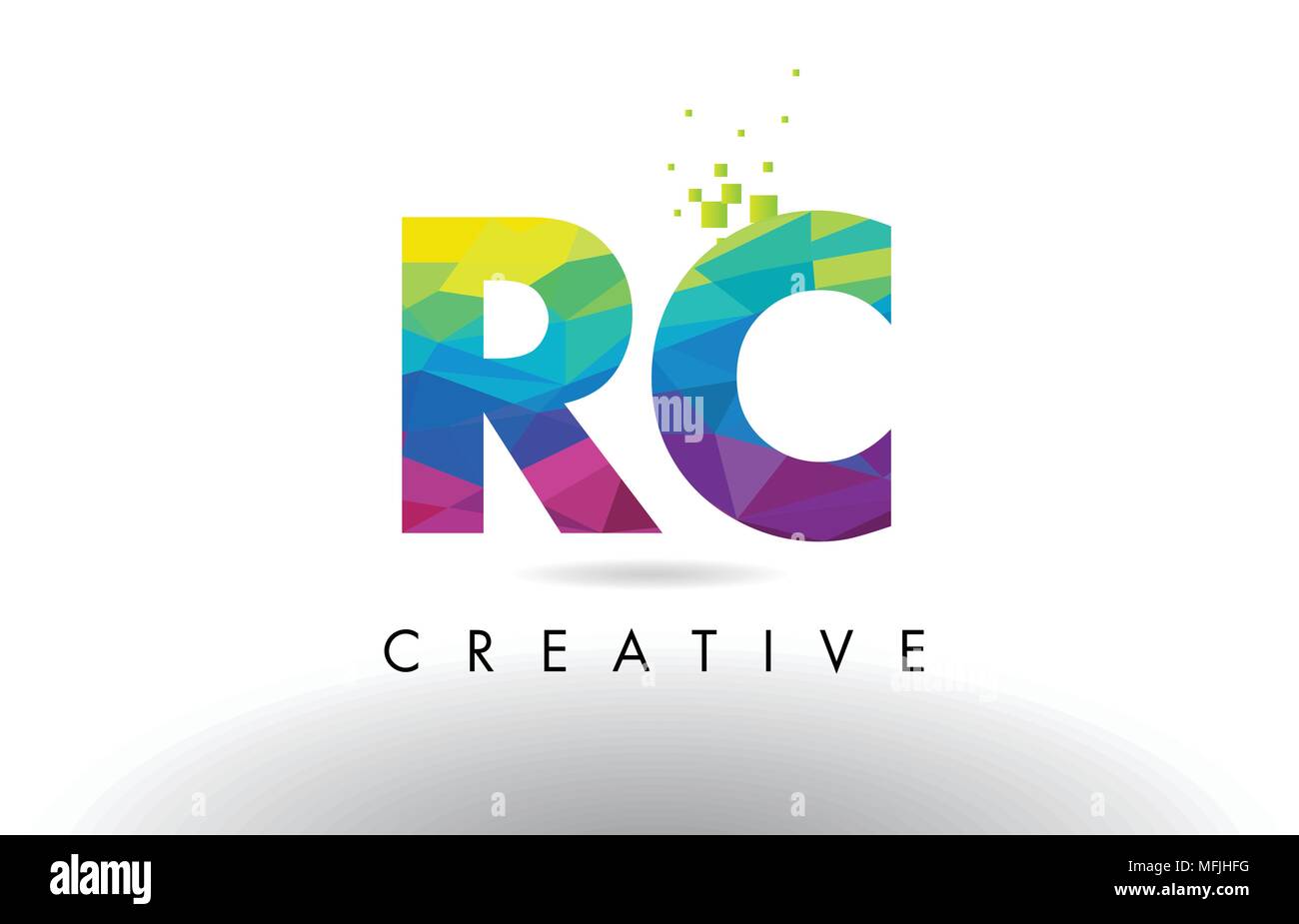 RC R C Colorful Letter Design with Creative Origami Triangles Rainbow ...