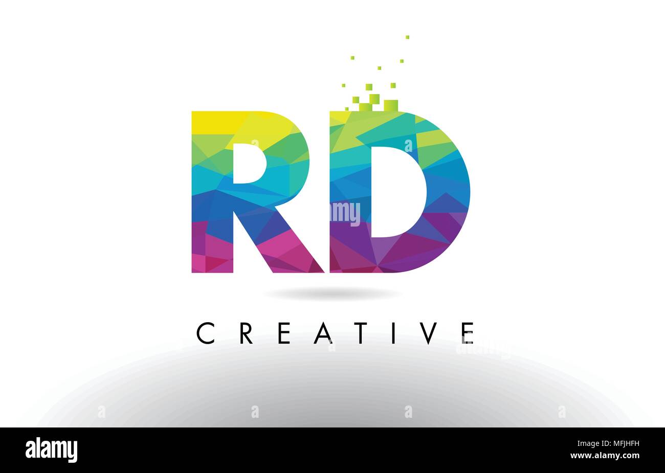 RD R D Colorful Letter Design with Creative Origami Triangles Rainbow ...