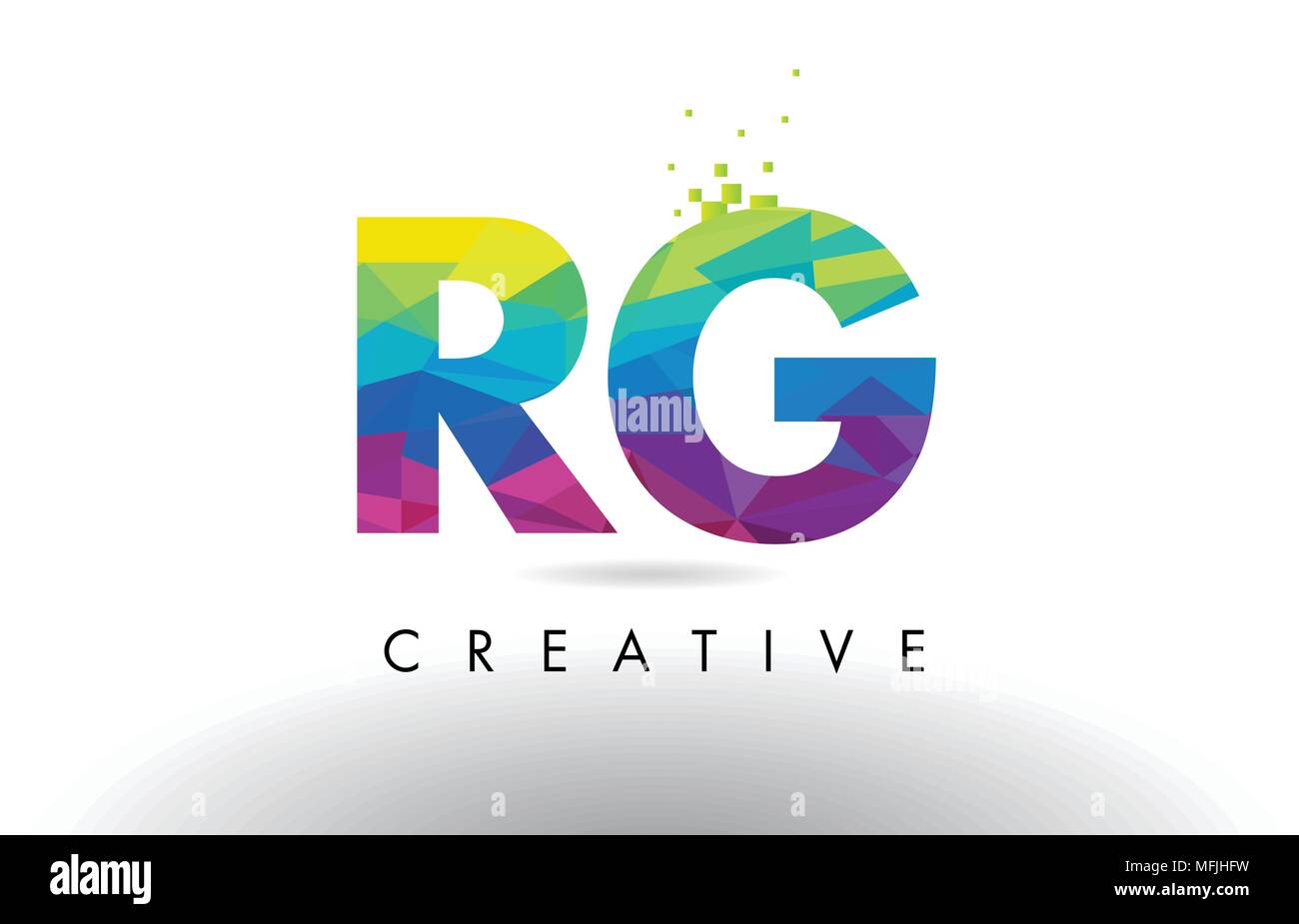 RG R G Colorful Letter Design with Creative Origami Triangles Rainbow ...