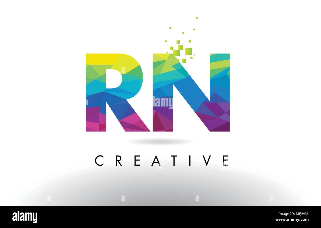 RN R N Colorful Letter Design with Creative Origami Triangles Rainbow ...
