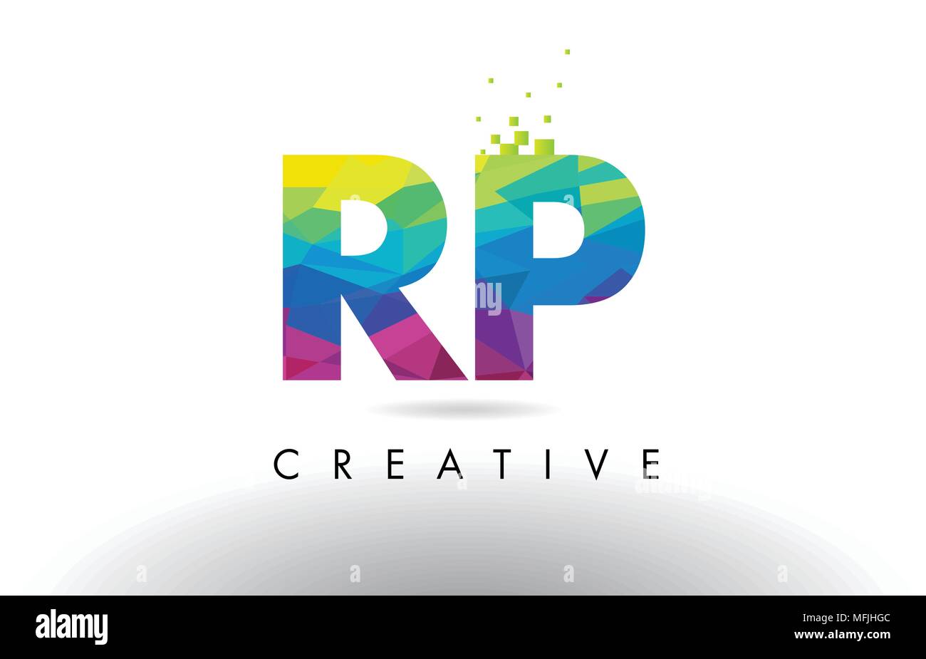 RP R P Colorful Letter Design with Creative Origami Triangles Rainbow ...