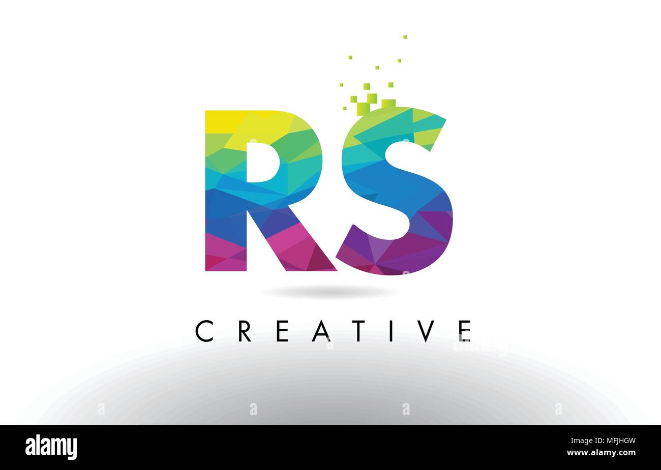 RS R S Colorful Letter Design with Creative Origami Triangles Rainbow ...