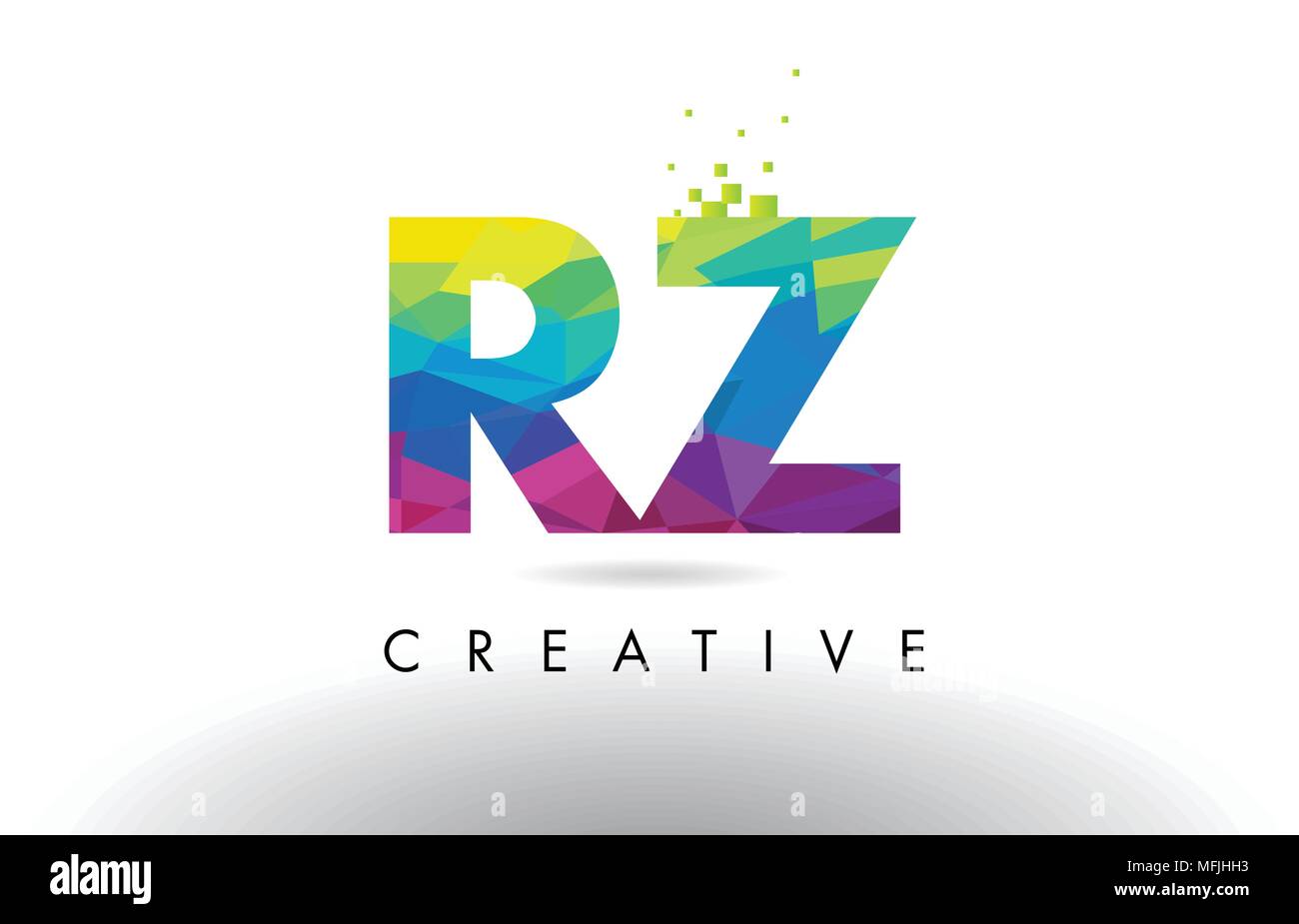 RZ R Z Colorful Letter Design with Creative Origami Triangles Rainbow ...