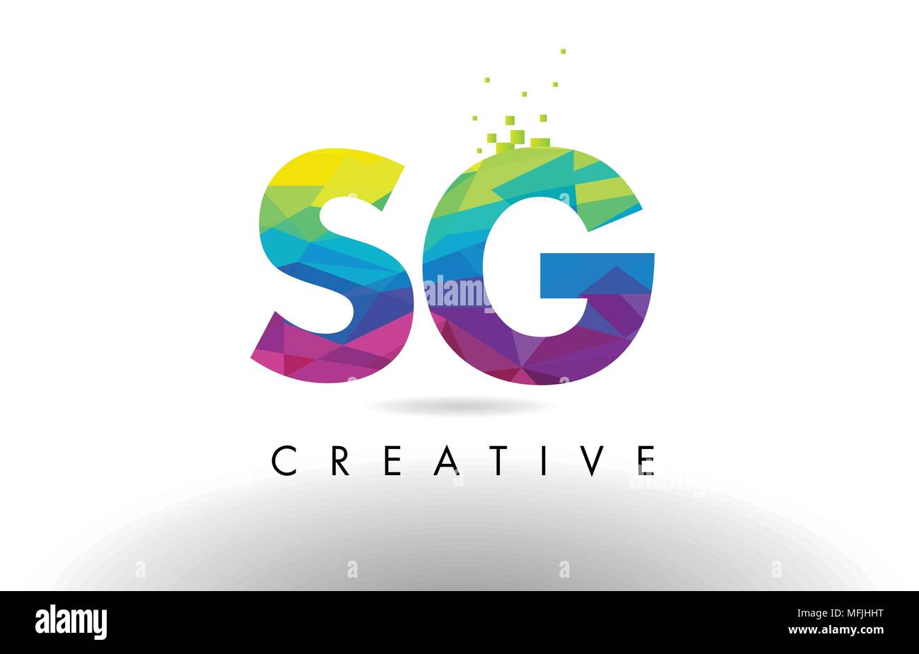 SG S G Colorful Letter Design with Creative Origami Triangles Rainbow ...