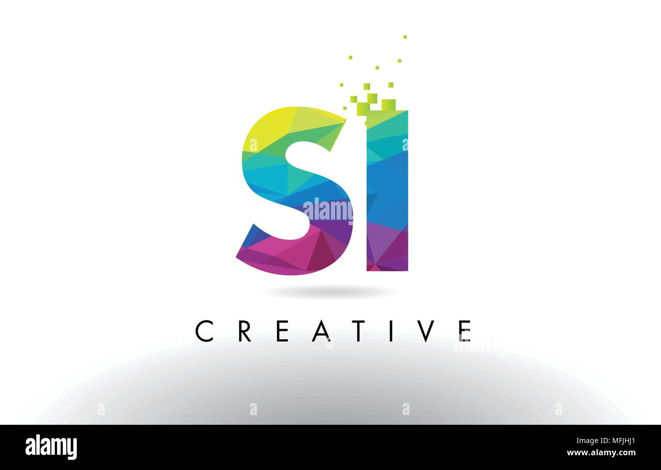 SI S I Colorful Letter Design with Creative Origami Triangles Rainbow ...