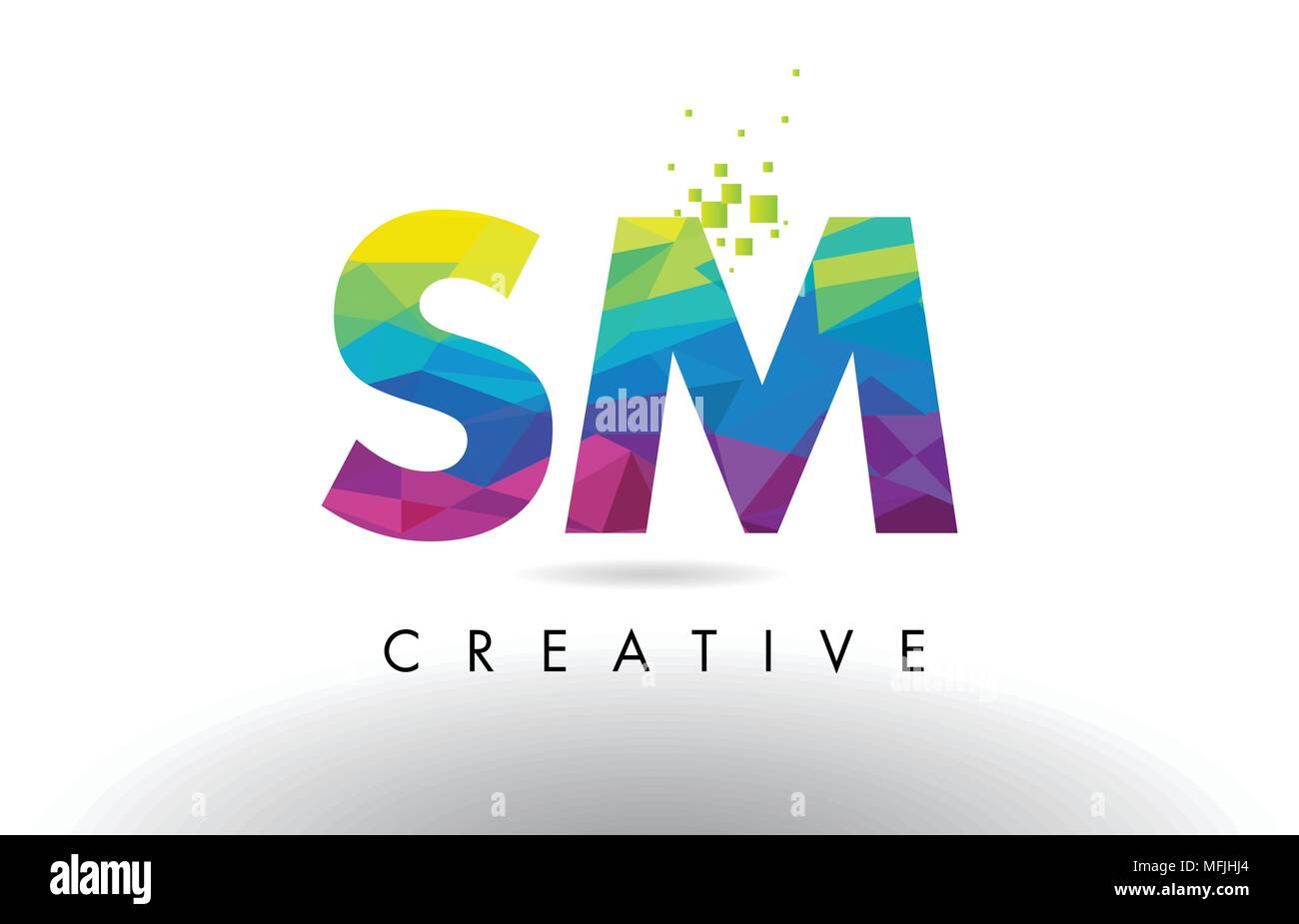 SM S M Colorful Letter Design with Creative Origami Triangles Rainbow ...
