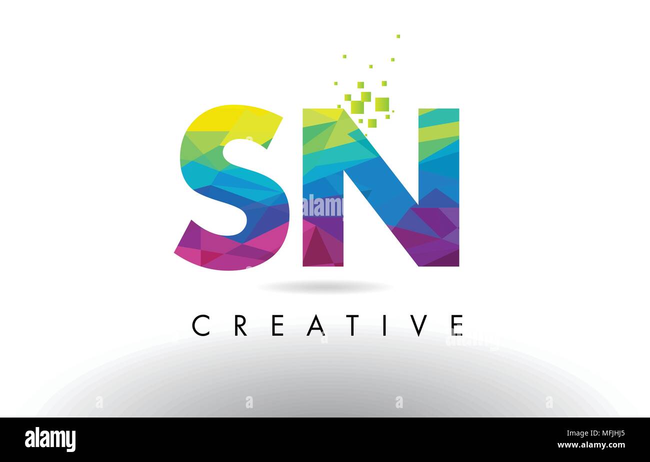 SN S N Colorful Letter Design with Creative Origami Triangles Rainbow ...