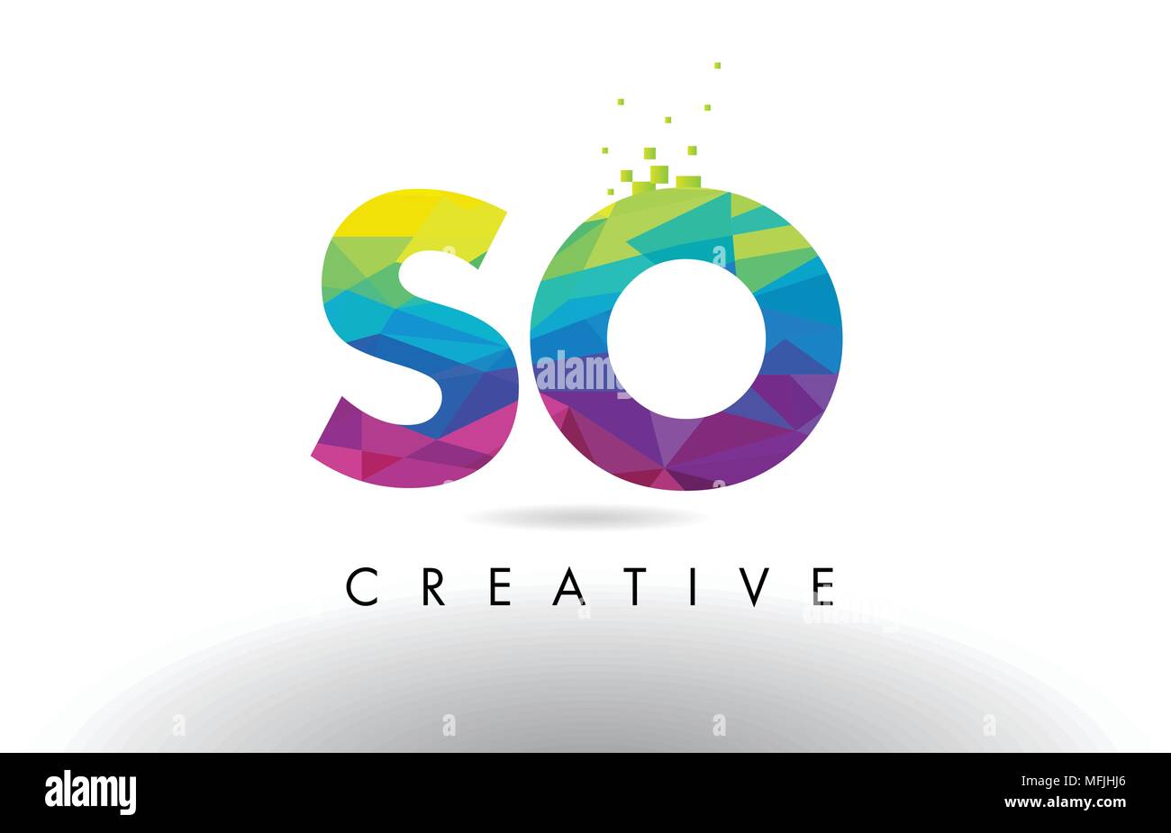SO S O Colorful Letter Design with Creative Origami Triangles Rainbow ...