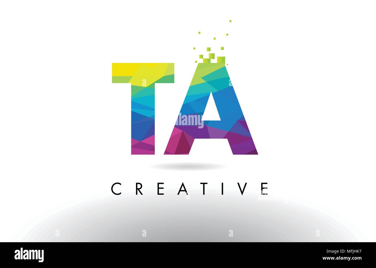 TA T A Colorful Letter Design with Creative Origami Triangles Rainbow ...