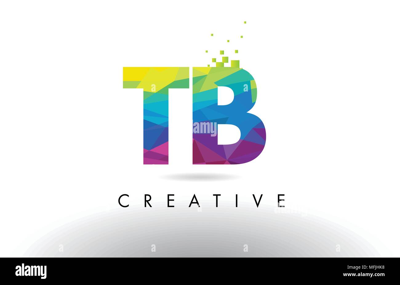 TB T B Colorful Letter Design with Creative Origami Triangles Rainbow ...
