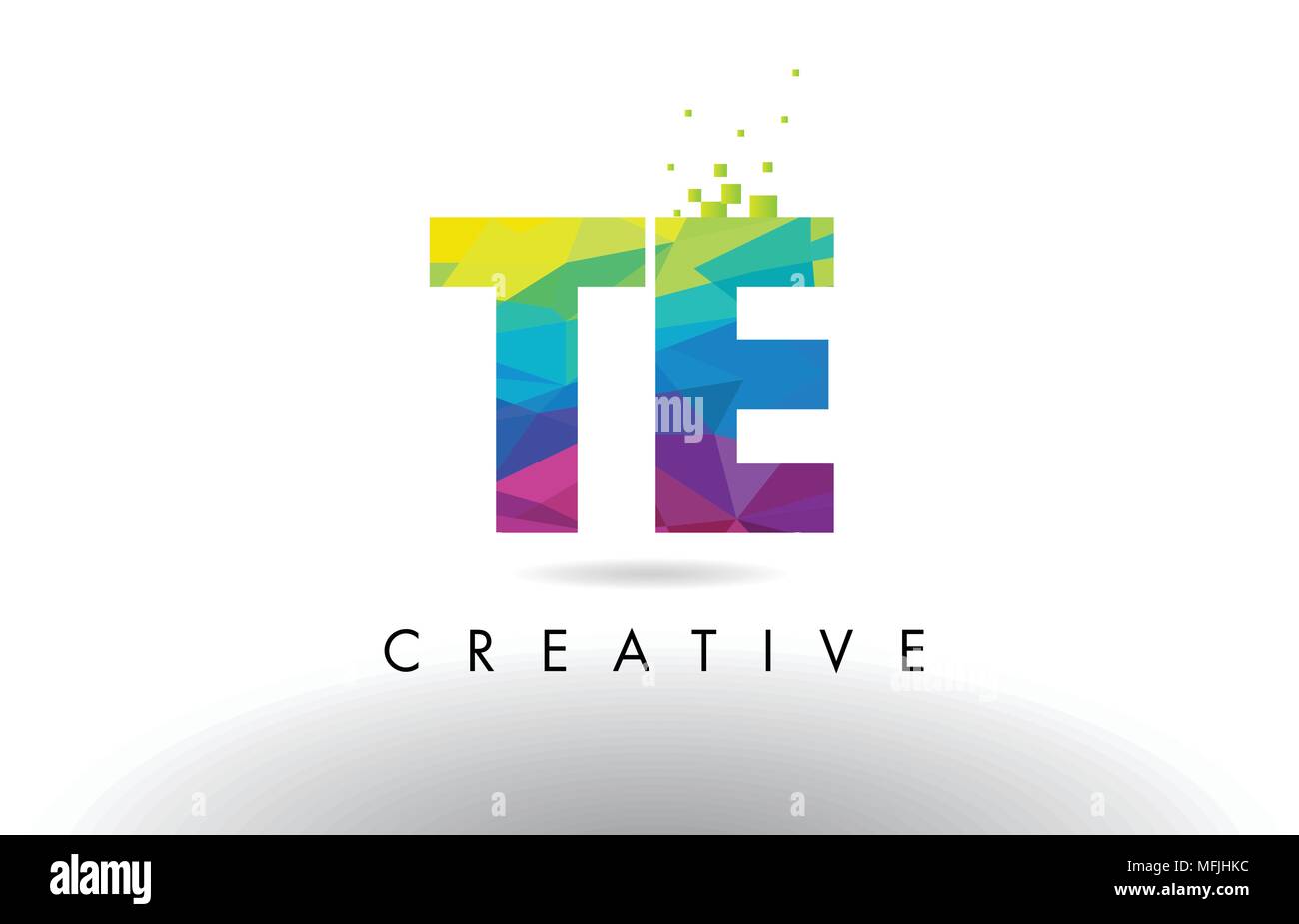 TE T E Colorful Letter Design with Creative Origami Triangles Rainbow ...