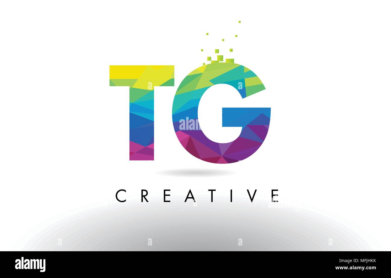 TG T G Colorful Letter Design with Creative Origami Triangles Rainbow ...