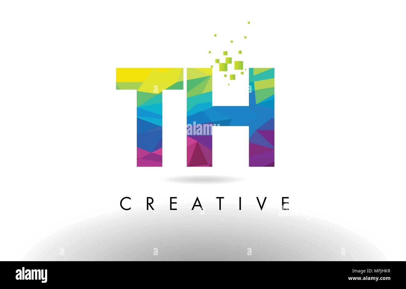TH T H Colorful Letter Design with Creative Origami Triangles Rainbow ...