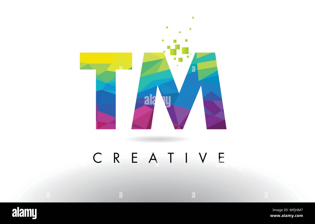 TM T M Colorful Letter Design with Creative Origami Triangles Rainbow ...