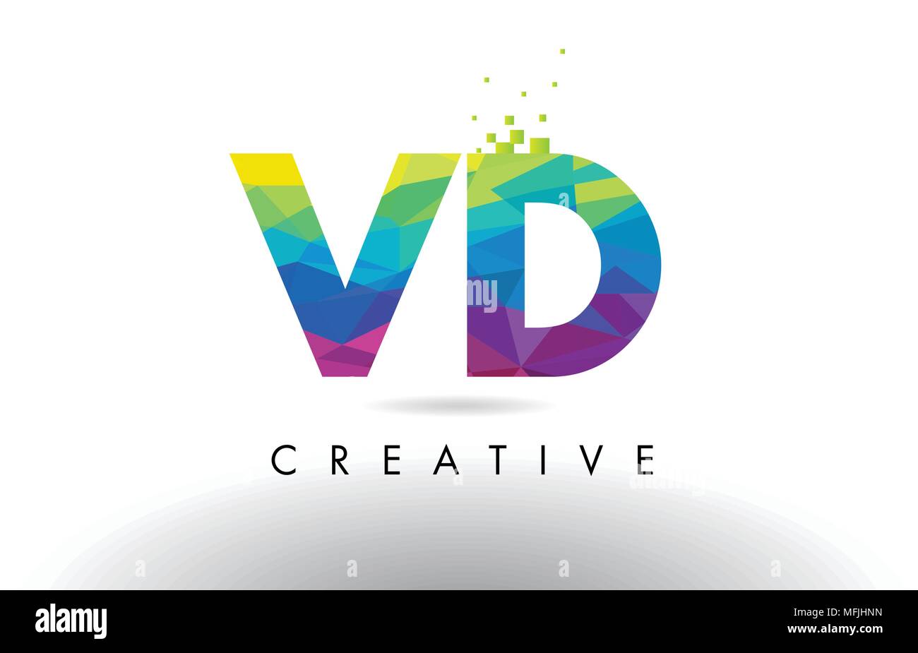 VD V D Colorful Letter Design with Creative Origami Triangles Rainbow ...