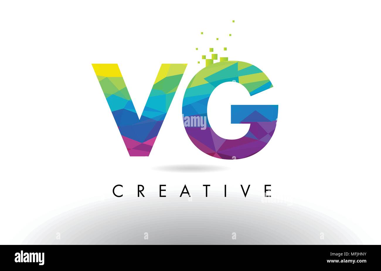 VG V G Colorful Letter Design with Creative Origami Triangles Rainbow ...