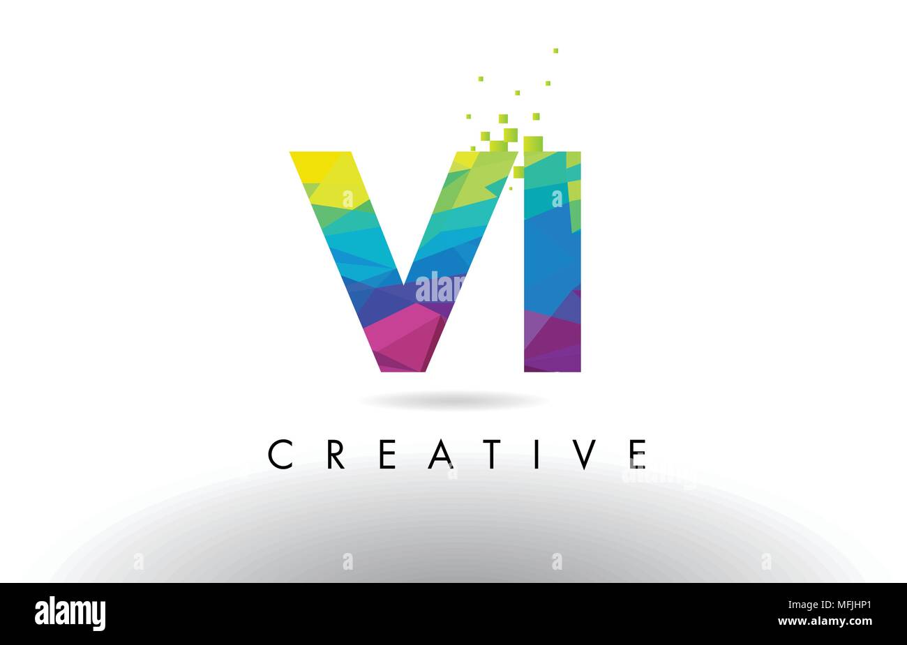 VI V I Colorful Letter Design with Creative Origami Triangles Rainbow ...