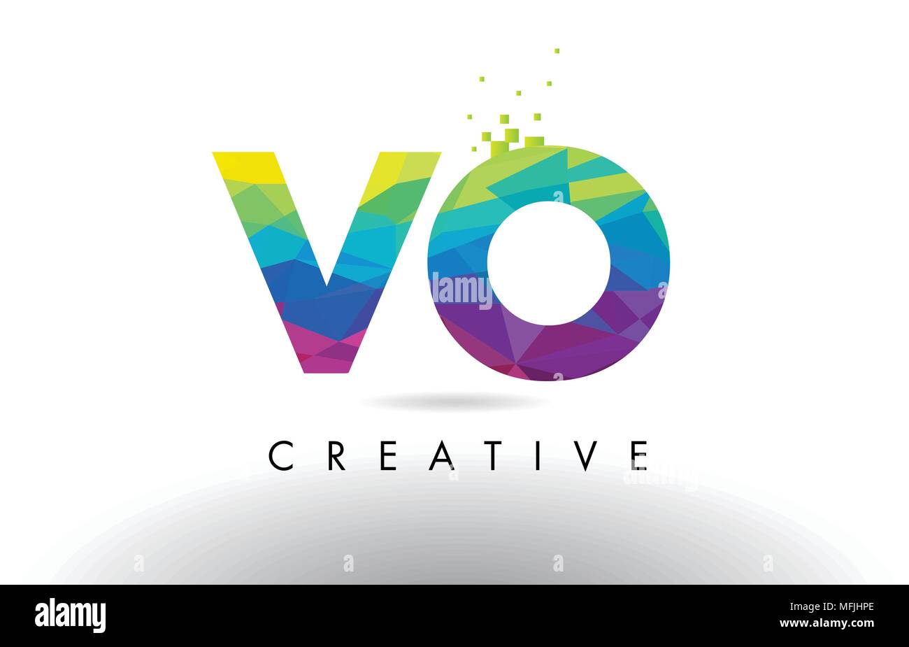 VO V O Colorful Letter Design with Creative Origami Triangles Rainbow ...