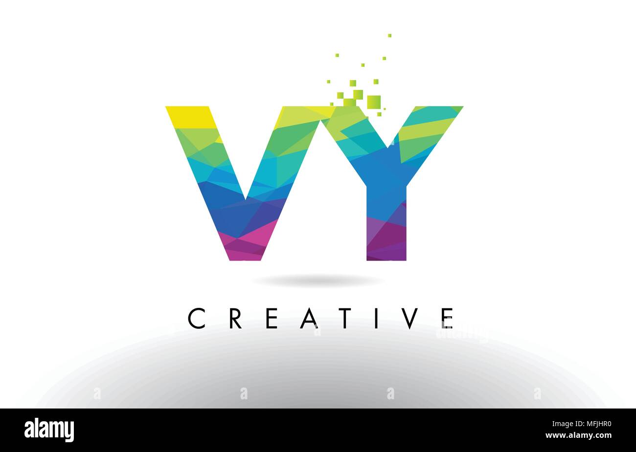 VY V Y Colorful Letter Design with Creative Origami Triangles Rainbow ...
