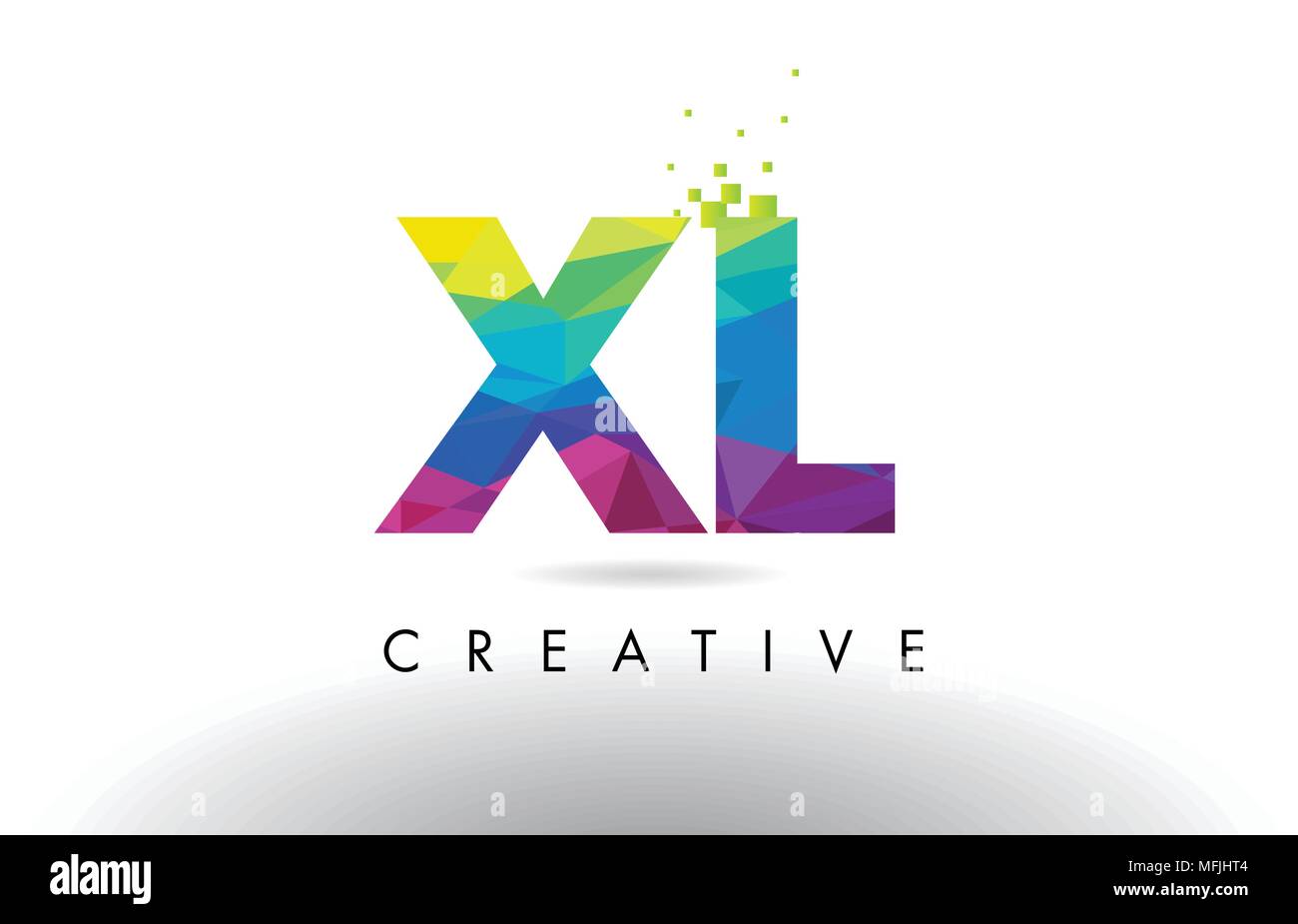 XL X L Colorful Letter Design with Creative Origami Triangles Rainbow ...