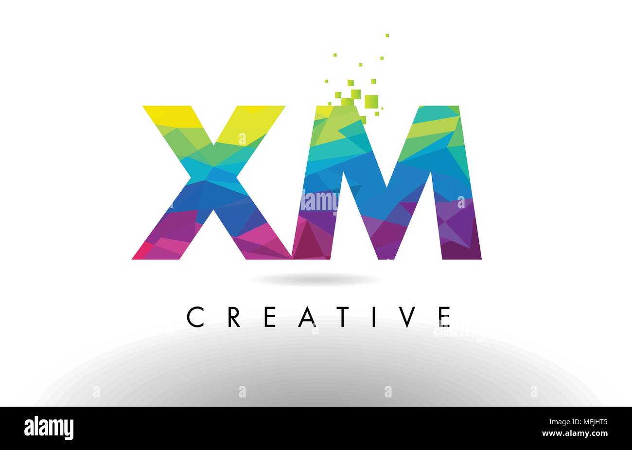 XM X M Colorful Letter Design with Creative Origami Triangles Rainbow ...