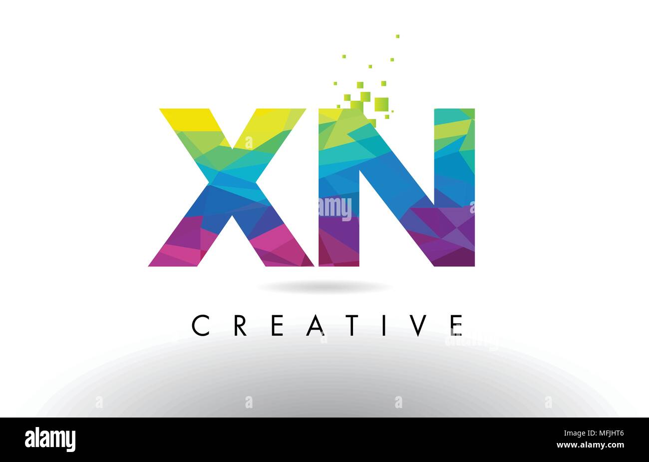 XN X N Colorful Letter Design with Creative Origami Triangles Rainbow ...