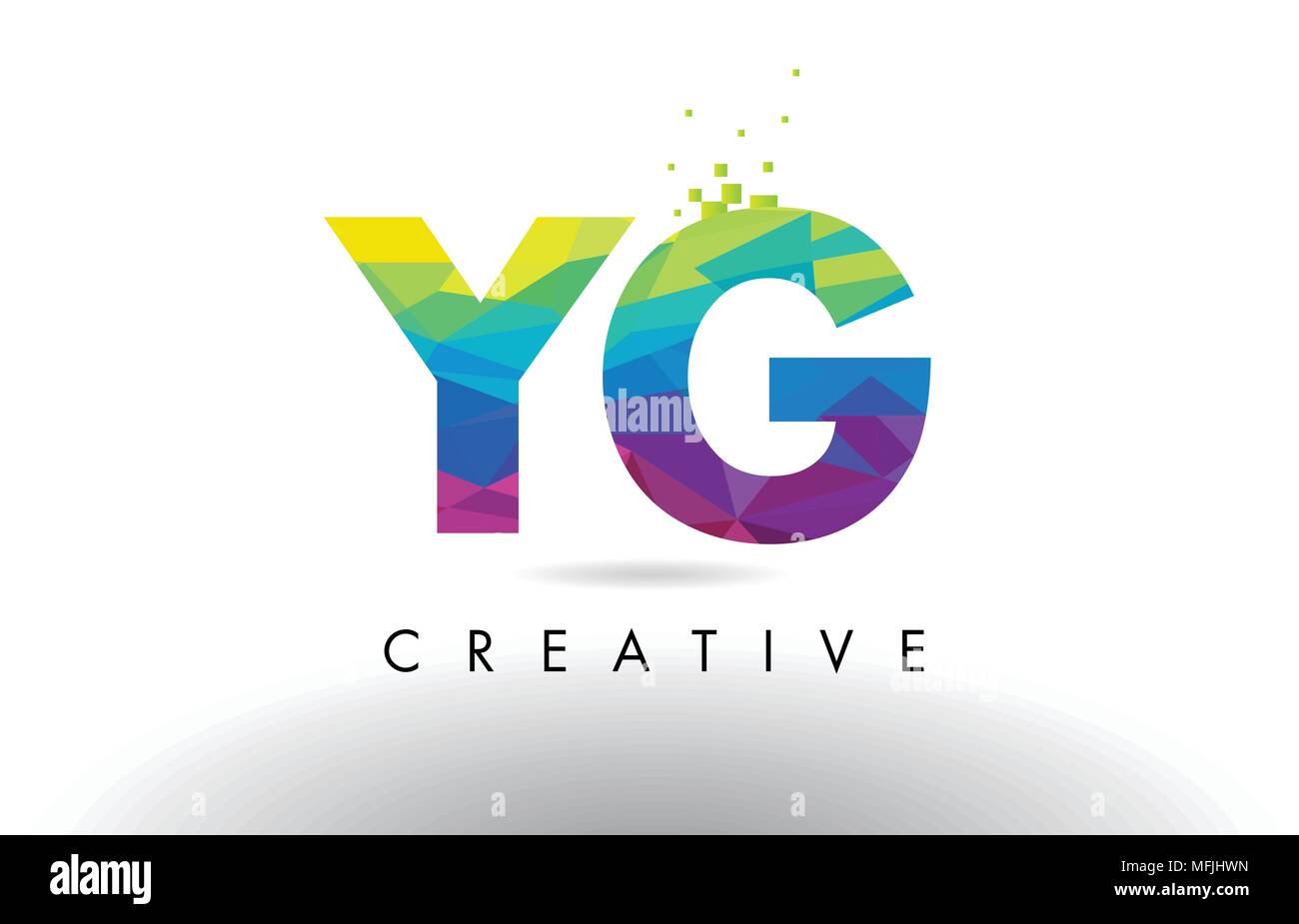 YG Y G Colorful Letter Design with Creative Origami Triangles Rainbow ...