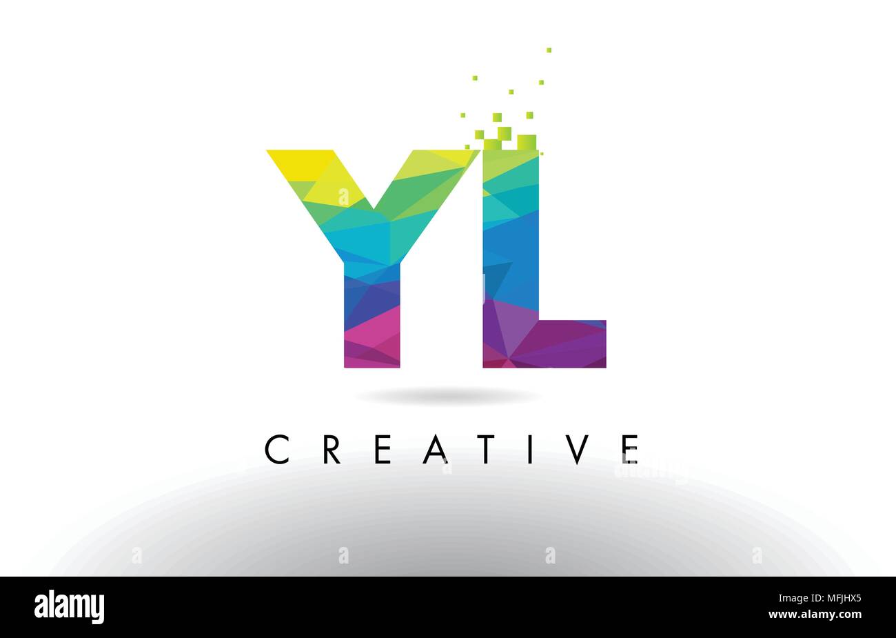 YL Y L Colorful Letter Design with Creative Origami Triangles Rainbow ...