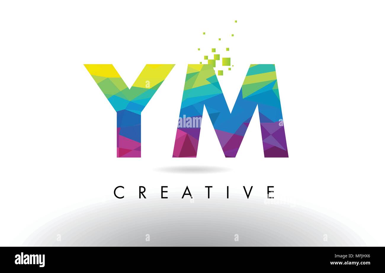 YM Y M Colorful Letter Design with Creative Origami Triangles Rainbow ...