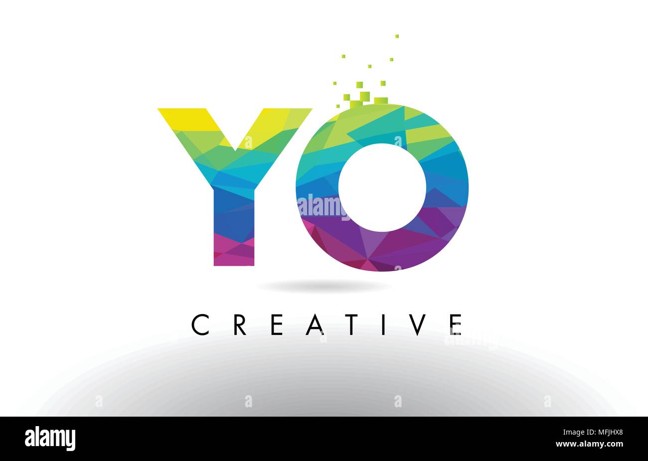 YO Y O Colorful Letter Design with Creative Origami Triangles Rainbow ...