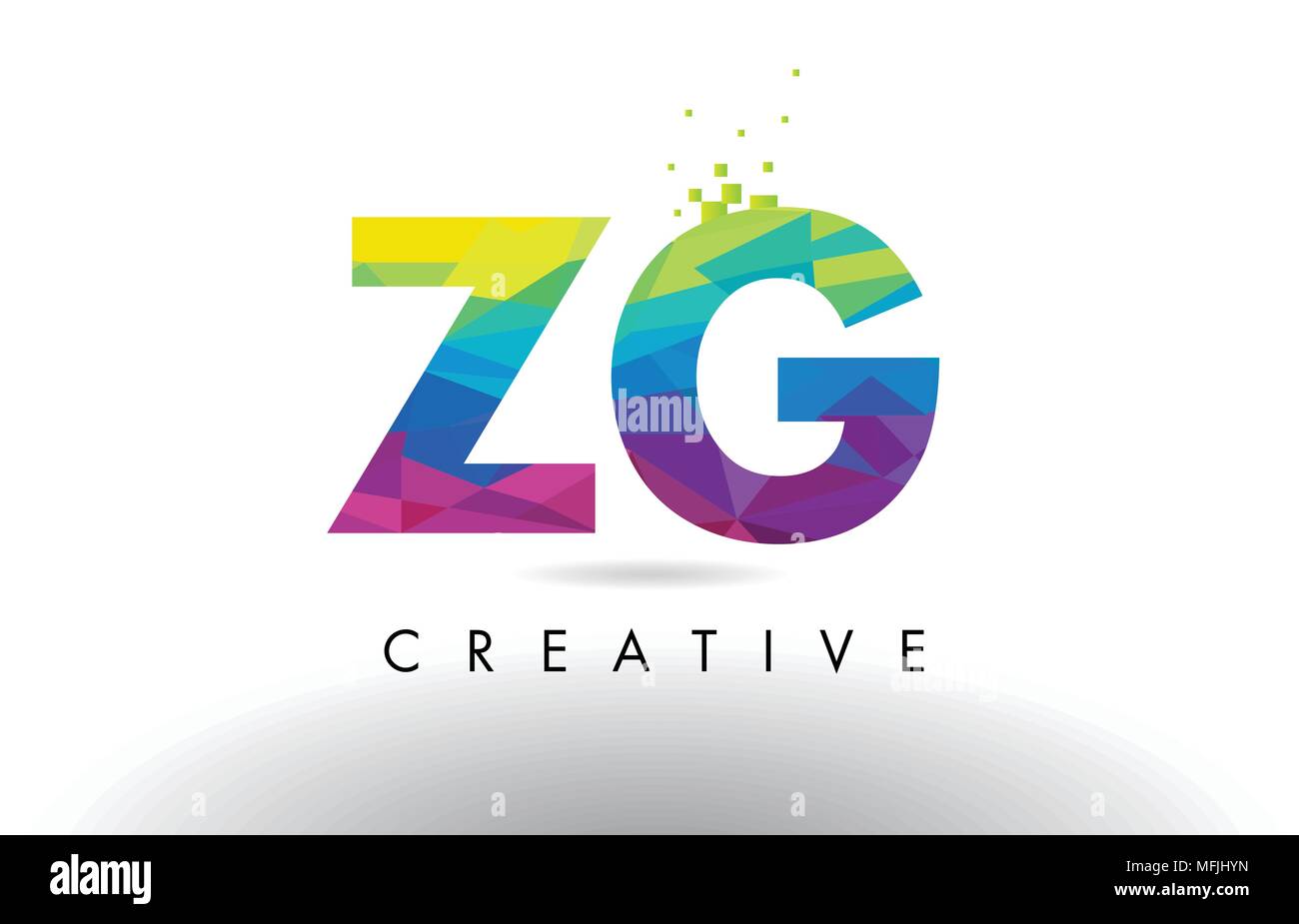 ZG Z G Colorful Letter Design with Creative Origami Triangles Rainbow ...