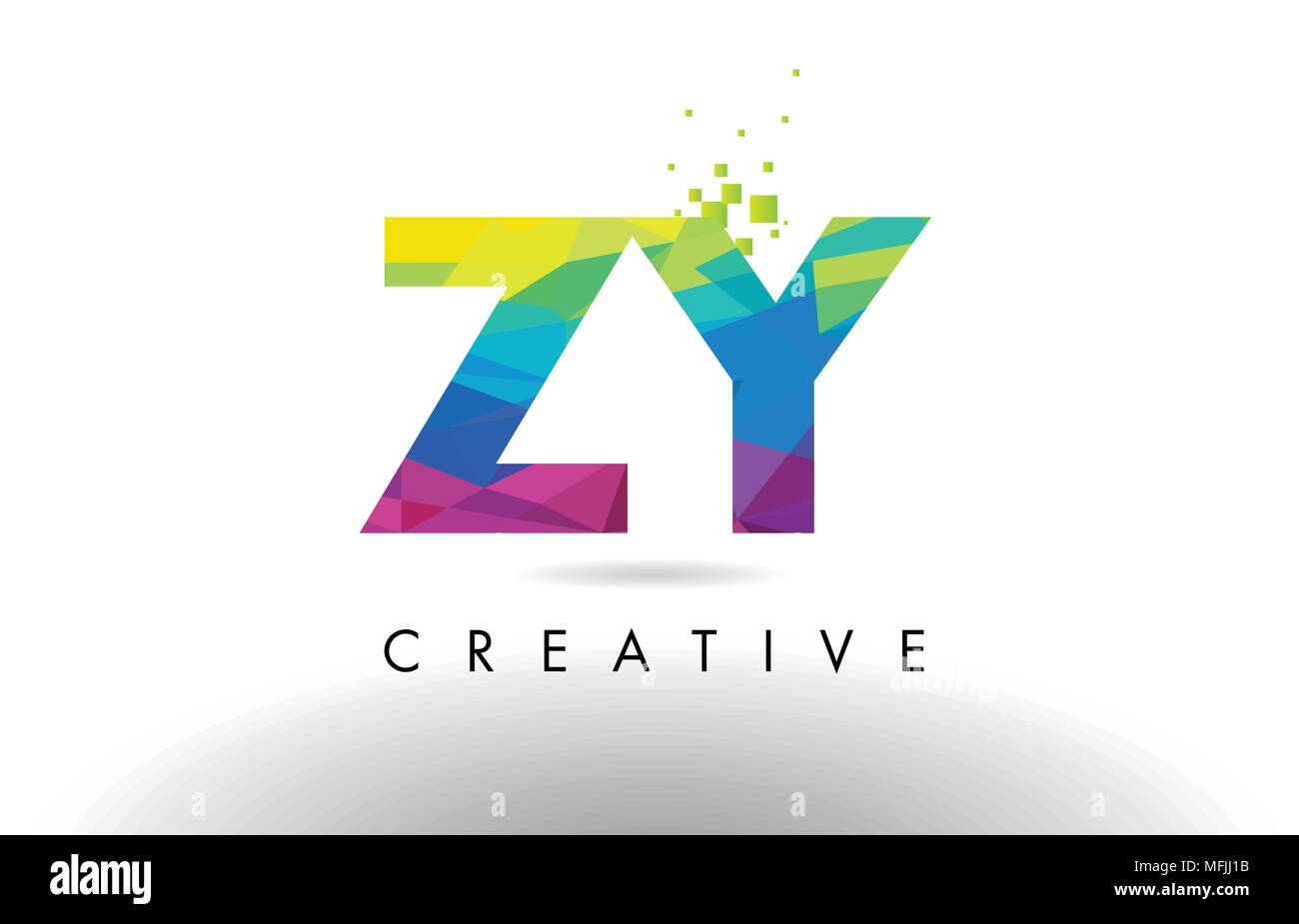 ZY Z Y Colorful Letter Design with Creative Origami Triangles Rainbow ...