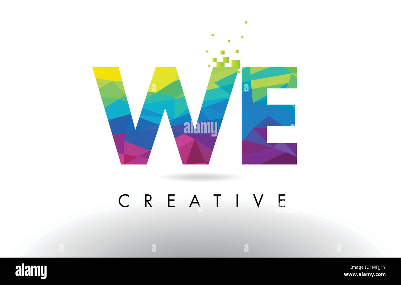 WE W E Colorful Letter Design with Creative Origami Triangles Rainbow ...