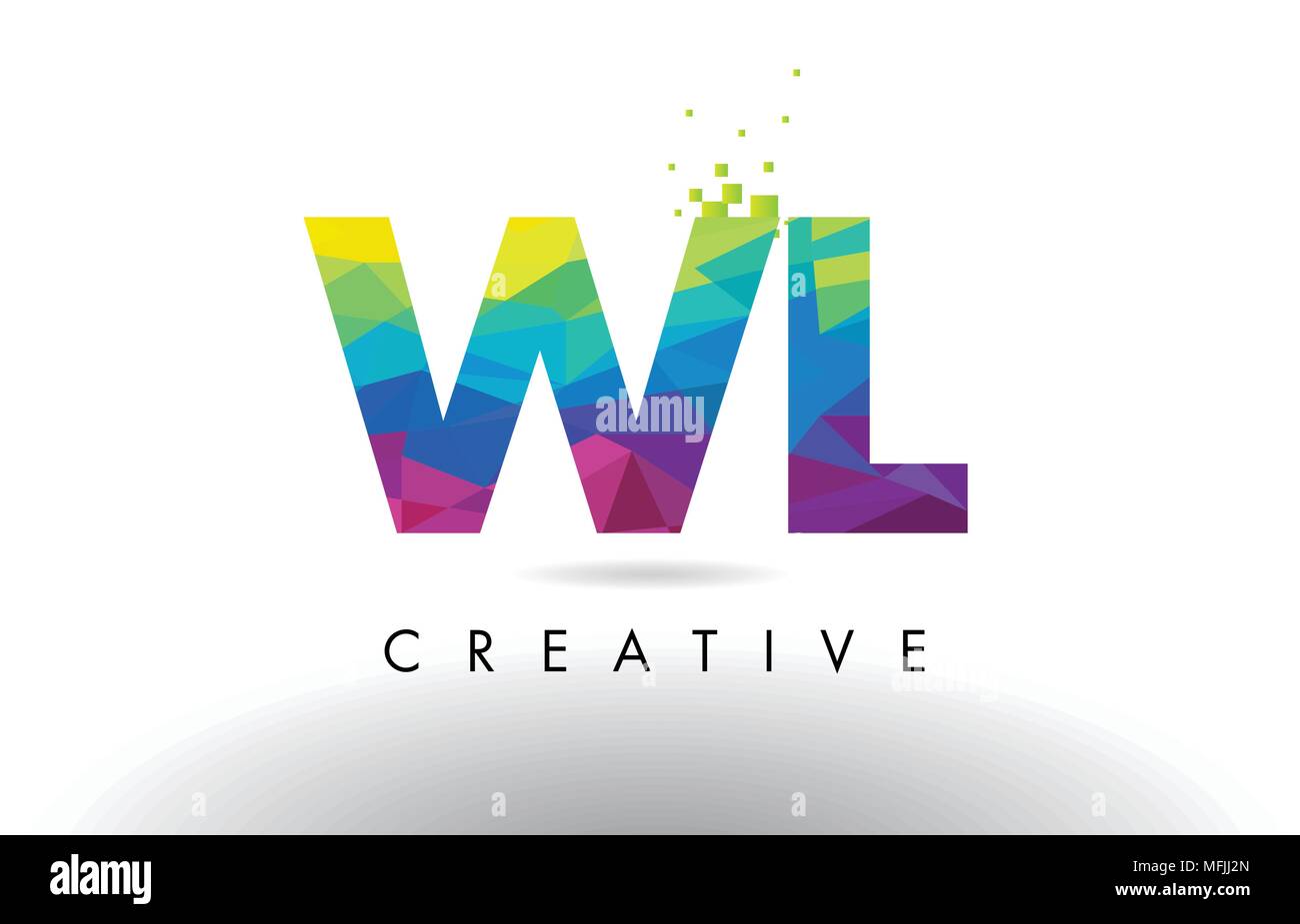 WL W L Colorful Letter Design with Creative Origami Triangles Rainbow ...