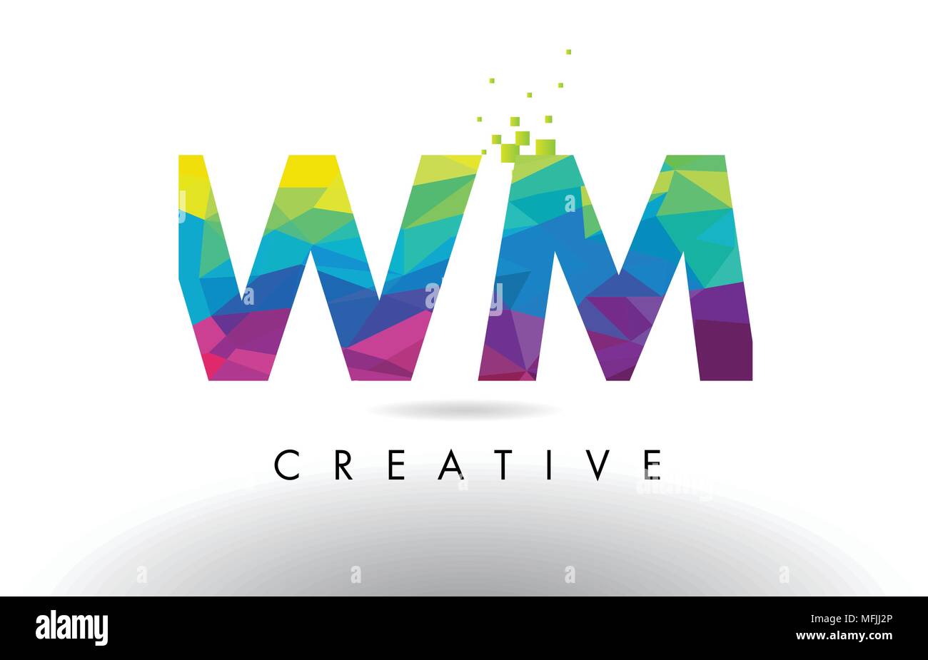 WM W M Colorful Letter Design with Creative Origami Triangles Rainbow ...