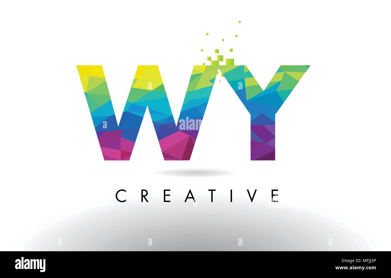 WY W Y Colorful Letter Design with Creative Origami Triangles Rainbow ...