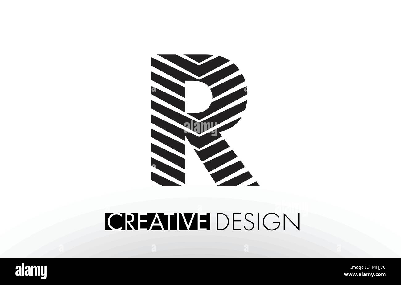 R Lines Letter Design with Creative Elegant Zebra Vector Illustration ...