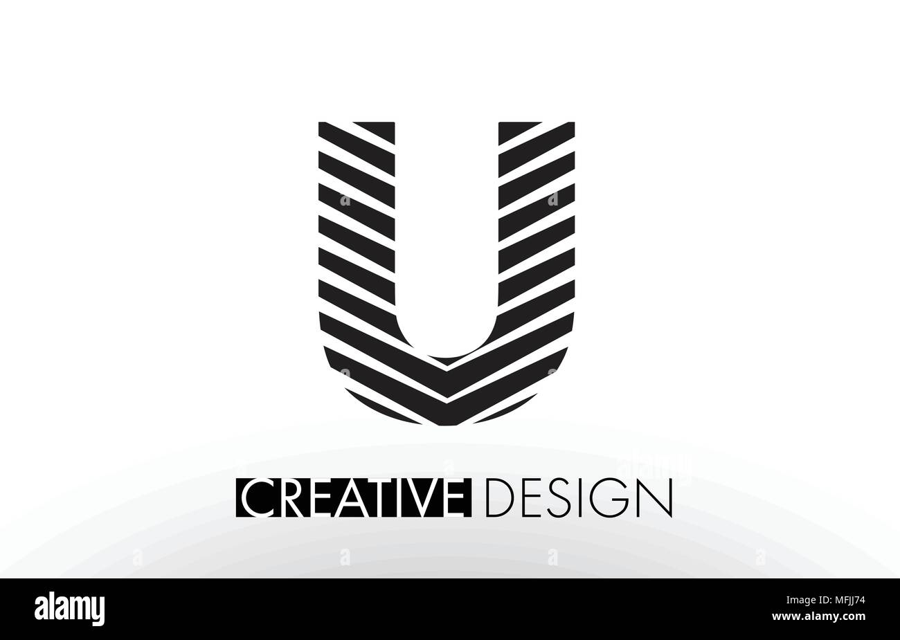 U Lines Letter Design with Creative Elegant Zebra Vector Illustration ...